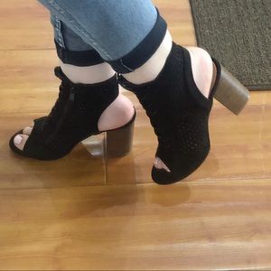 Shoes | Black Open Toe Lace Up Block Heel Sandal | Poshmark